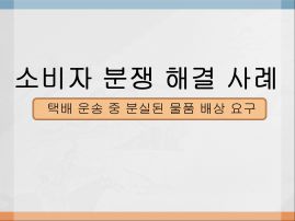 소비자 분쟁 해결 사례 - 택배 운송 중 분실된 물품 배상 요구 (택배산업 시장 규모 , 소비자 분쟁 사례(택배)).pptx-1페이지