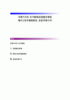 국제기구의 초기형태 - 유럽협조체제 (The Concert of Europe), 헤이그 만국평화회의 (The Hague System), 공공국제기구(The Public International Unions)-1페이지