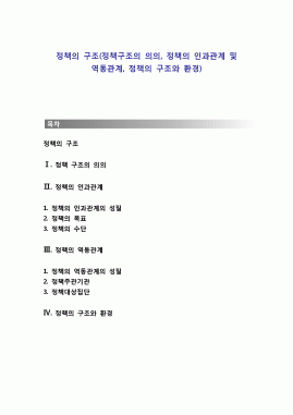 정책政策의 구조(정책구조의 의의, 정책의 인과관계 및 역동관계, 정책의 구조와 환경)-1페이지