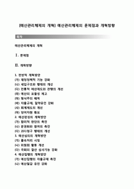 [예산관리체제의 개혁] 예산관리체제의 문제점과 개혁방향(전반적 개혁방안/예산편성의 개혁방안/예산심의의 개혁방안/예산집행의 개혁방안)-1페이지