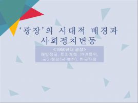 ‘광장’의 시대적 배경과 사회정치변동에 대한 서술 - 해방정국, 토지개혁, 반민특위, 국가형성, 한국전쟁.pptx-1페이지