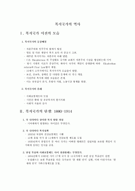 복지국가의 역사 - 복지국가 이전의 모습, 복지국가의 탄생, 복지국가의 전망, 복지국가 성장의 시대-1페이지