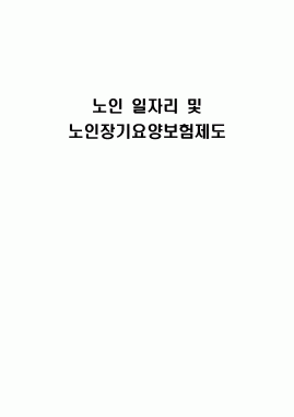 [노인문제 해결책] 노인 일자리 및 노인장기요양보험제도 (고령화사회로의 진입과 노인문제 , 노인장기요양보험제도 분석, 노인 일자리 사업 전망, 노인 일자리 사업 문제점, 노인 일자리 사업 개선방안)-1페이지