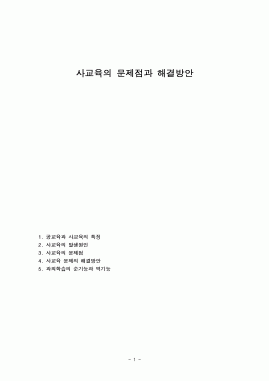 사교육의 문제점과 해결방안 [교육학] {공교육과 사교육의 특징, 사교육의 발생원인, 사교육의 문제점과 해결방안, 과외학습의 순기능과 역기능}-1페이지