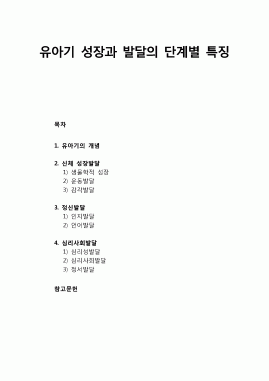 [아동간호학 兒童看護學] 유아기 성장과 발달의 단계별 특징 - 유아기의 개념, 신체 성장발달(생물학적 성장, 운동발달, 감각발달), 정신발달(인지발달, 언어발달), 심리사회발달(심리성발달, 심리사회발달, 정서발-1페이지