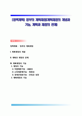 [정책계획] 정부의 계획재정 Planned Finance (계획재정의 개념과 기능, 계획과 재정의 관계)-1페이지