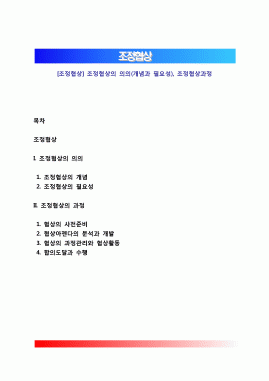 [조정협상] 조정협상의 의의(개념,필요성) & 조정협상 과정-1페이지