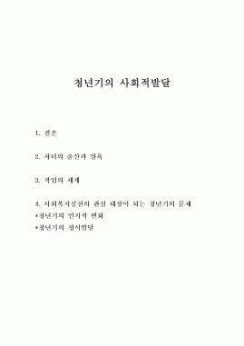 청년기의 사회적발달(청년기문제, 결혼, 자녀출산, 자녀양육, 청년기정서발달)-1페이지