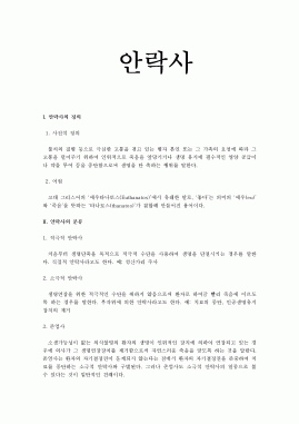 안락사 [安樂死 /Euthanasia] 안락사의 정의,안락사의 분류,대법원의 판례,타국의 입법례,안락사 문제는 인간의 죽음,자기결정권에 의한 허용 견해-1페이지