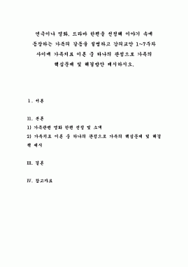 연극이나 영화, 드라마 한편을 선정해 이야기 속에 등장하는 가족의 갈등을 설명하고 강의교안 1~7주차 사이에 가족치료 이론 중 하나의 관점으로 가족의 핵심문제 및 해결방안 제시하시-1페이지