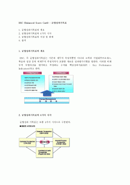 BSC (Balanced Score Card) 균형성과기록표에 대한 개괄, 이해 - 균형성과기록표의 개요, 4가지 시각, 이점 및 한계-1페이지