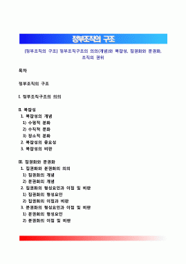 [정부조직(政府組織)의 구조] 정부조직구조의 의의(개념)와 복잡성, 집권화와 분권화, 조직의 권위-1페이지