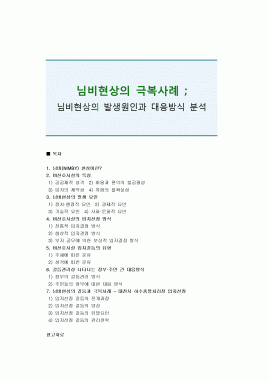 님비(NIMBY) 현상 사례 : 님비현상의 극복사례 ; 님비현상의 발생원인과 대응방식 분석 {비선호시설의 특성과 입지선정 방식, 입지갈등의 유형, 님비현상의 발생 요인, 님비현상의 갈등과 극복사례}-1페이지