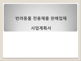 (창업계획서) 애완견 용품 판매업체 창업 사업계획서-1페이지