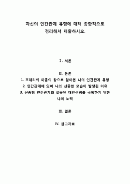 자신의 인간관계 유형에 대해 종합적으로 정리해서 제출.-1페이지