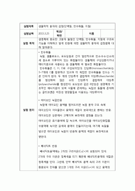 생물학적 분자의 검정 : 생명체의 중요한 고분자 물질인 단백질, 탄수화물, 지질의 구조와 기능을 이해하고 발색 반응에 의한 생물학적 분자의 검정법에 대해 알아본다.-1페이지