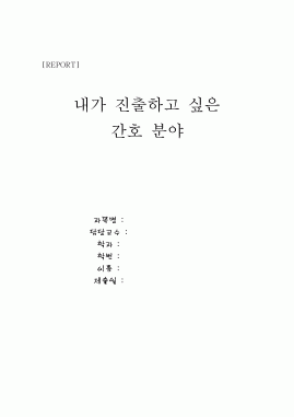 내가 진출하고 싶은 간호분야 : 나중에 진출할 직업에 대해 자세하게 알아보기 위해 직업에 종사하고 있는 간호사들의 역할을 탐구한다- 노인전문간호사,보건진료원 -1페이지