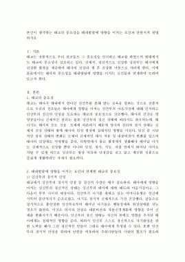 (태교의 중요성) 본인이 생각하는 태교(胎敎)의 중요성을 태내발달(胎內發達)에 영향을 미치는 요인과 연관시켜 설명하시오-1페이지