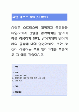 사람은 스트레스에 대처하고 충동들을 타협시키며 긴장을 완화시키는 방어기제를 사용하게 된다. 방어기제와 방어기제의 종류에 대해 설명. 또한 자신이 사용하는 주요 방어기제를 추론-1페이지