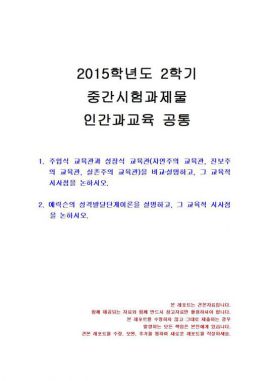 2015년 2학기 인간과교육 중간시험과제물 공통(주입식 교육관과 성장식 교육관, 에릭슨)-1페이지