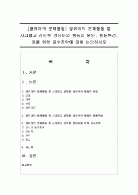 [영유아의 문제행동] 영유아의 문제행동 중 시끄럽고 산만한 영유아의 행동의 원인,  행동특성,  이를 위한 교수전략에 대해 논의하시오 [문제행동]-1페이지