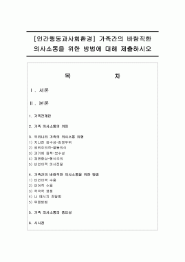 [인간행동과사회환경] 가족간의 바람직한 의사소통을 위한 방법에 대해 제출하시오 (가족 의사소통)-1페이지