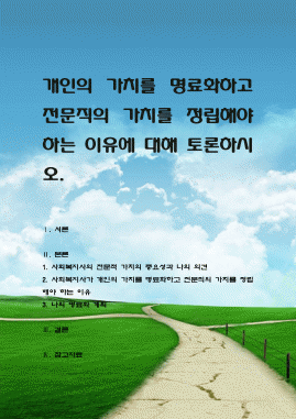 개인의 가치를 명료화하고 전문직의 가치를 정립해야 하는 이유에 대해 토론.-1페이지