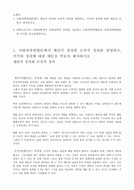 개념적 정의와 조작적 정의 예문/사회과학방법론 자연과학방법론 차이비교-1페이지