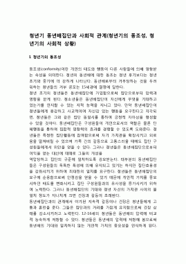 청년기 동년배집단과 사회적 관계(청년기의 동조성, 청년기의 사회적 상황)-1페이지