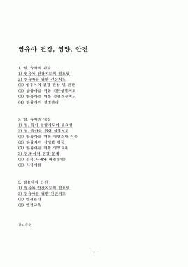 영유아의 건강, 영유아영양, 영유아안전 보고서(영유아건강지도,건강관찰,정신건강,질병관리,영유아영양교육,영양소와식품,편식사례,해결방법,식사예절,영유아안전지도,안전교육)-1페이지