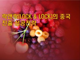 락앤락(LOCK & LOCK)의 중국진출 성공전략-1페이지