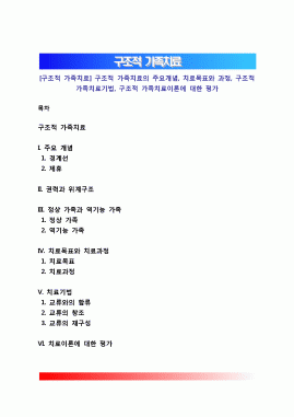 [구조적 가족치료] 구조적 가족치료의 주요개념, 치료목표와 과정, 구조적 가족치료기법, 구조적 가족치료이론에 대한 평가-1페이지