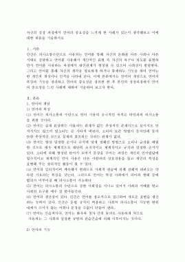 [언어의 중요성] 자신의 성장 과정에서 언어의 중요성을 느끼게 한 사례가 있는지 생각해보고 이에 대한 내용을 기술하시오.-1페이지