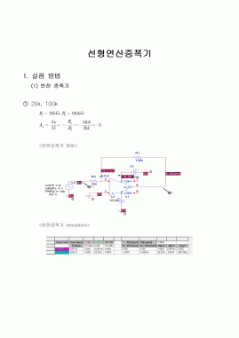 선형연산증폭기 레포트,<반전증폭기 회로>
-1페이지