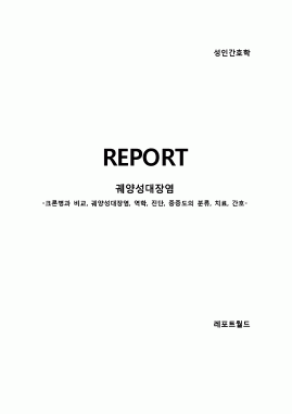  성인간호학 - 궤양성대장염 ( 크론병과 비교, 궤양성대장염, 역학, 진단, 중증도의 분류, 치료, 간호 )-1페이지