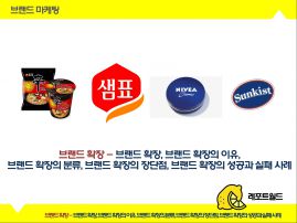  브랜드 마케팅 - 브랜드확장 ( 브랜드 확장, 브랜드 확장의 이유, 브랜드 확장의 분류, 브랜드 확장의 장단점, 브랜드 확장의 성공과 실패 사례 )-1페이지