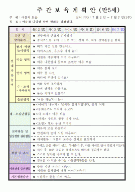 만5세 평가인증 통과한 7월 \여름/즐거운물놀이\ 보육일지(보육실습일지)-1페이지