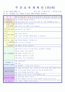 만5세 평가인증 통과한 1월 \도구와기계\ 보육일지(보육실습일지)-1페이지