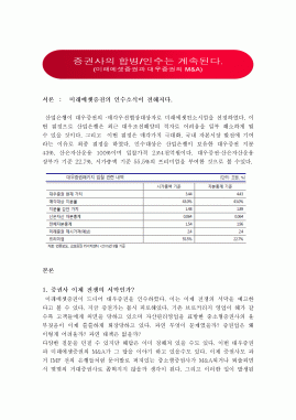 증권사의 합병/인수는 계속된다. (미래에세증권과 대우증권의 M&A), 미래에셋증권의 인수-1페이지