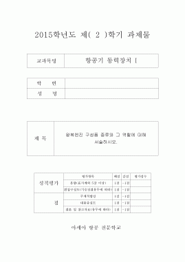 왕복엔진 구성품 종류와 그 역할에 대해 서술하시오-1페이지