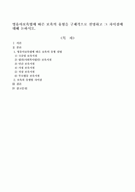 영유아보육법에 따른 보육의 유형을 구체적으로 설명하고 그 차이점에 대해 논하시오.-1페이지