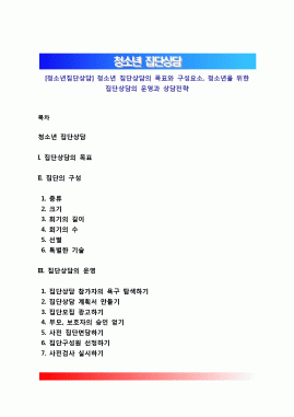 [청소년집단상담] 청소년 집단상담의 목표와 구성요소, 청소년을 위한 집단상담의 운영과 상담전략-1페이지