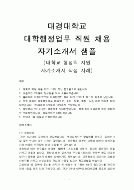 [대학교 행정직 자기소개서 샘플] 대경대학교 대학행정업무 직원 채용 자기소개서 작성 사례-1페이지