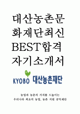 대산농촌문화재단 최신 BEST 합격 자기소개서!!!!-1페이지