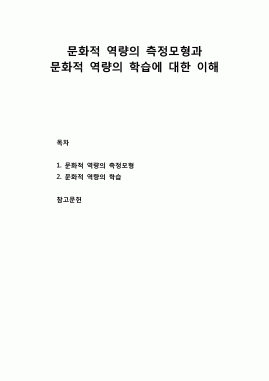 [다문화사회복지] 문화적 역량의 측정모형과 문화적 역량의 학습에 대한 이해-1페이지