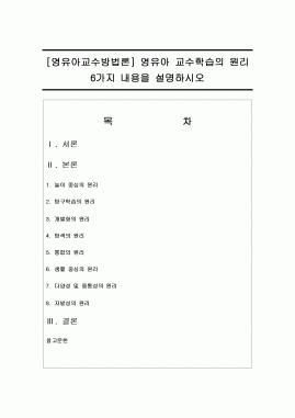 [영유아교수방법론] 영유아 교수학습의 원리 6가지 내용을 설명하시오 [유아교수학습]-1페이지