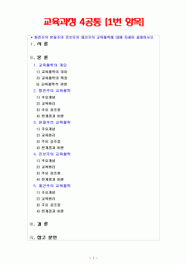 [교육과정 1번항목] 항존주의, 본질주의, 진보주의, 재건주의 교육철학에 대한 설명-1페이지