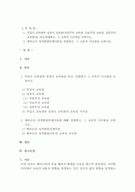 인간과 교육 주입식 교육관과 성장식 교육관을 비교 설명 에릭슨의 성격발달단계이론을 설명-1페이지