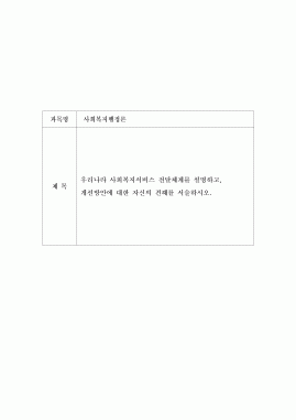 우리나라 사회복지서비스 전달체계를 설명하고, 개선방안에 대한 자신의 견해를 서술하시오.-1페이지