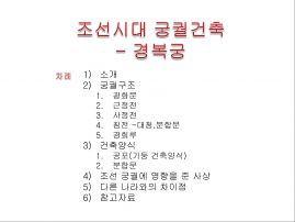 조선시대 궁궐건축 - 경복궁 (소개, 광화문, 근정전, 사정전, 분합문, 겨오히루, 침전, 대청)-1페이지